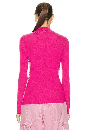 Moncler Ribbed Zip Up Turtleneck Top