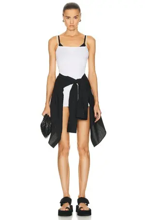 Wardrobe.NYC Ruched Slip Mini Dress