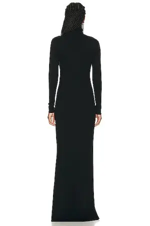 Saint Laurent Long Sleeve Turtleneck Gown