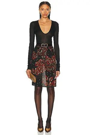 Saint Laurent Plunge Neck Sheer Top