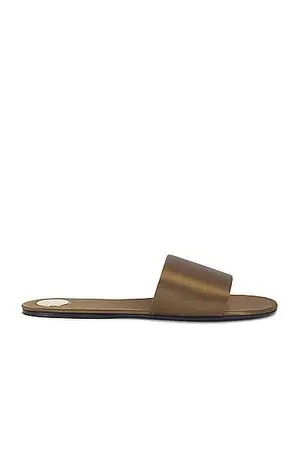 Saint Laurent Carlyle Flat Slide - Khaki