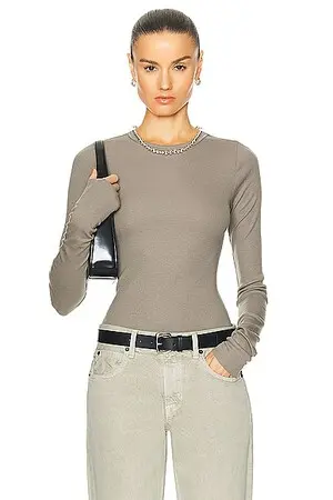 Eterne Long Sleeve Fitted Top - Clay