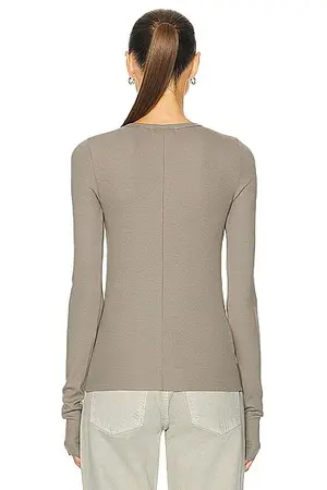 Eterne Long Sleeve Fitted Top - Clay