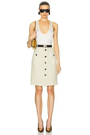 Saint Laurent Button-front Canvas Skirt