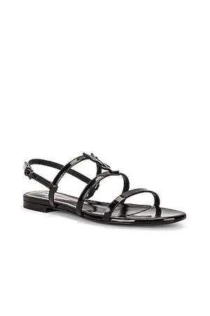 Saint Laurent Cassandra Flat Sandal - Nero