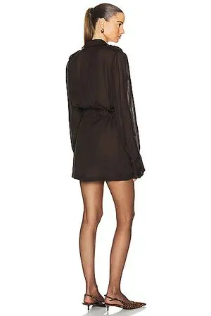 Saint Laurent Chiffon Shirt Dress - Chocolat