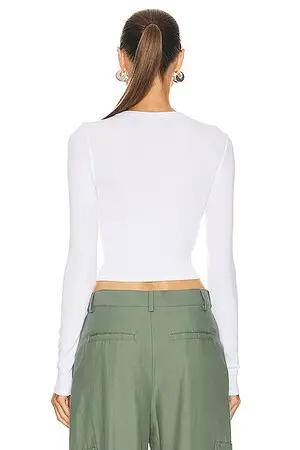 Enza Costa Silk Knit Long Sleeve Tuck Top - White