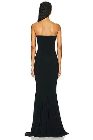 Norma Kamali Strapless Shirred Fishtail Gown - Black