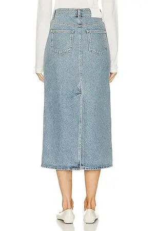Loulou De Saison Rona Denim Long Skirt - Washed Light Blue