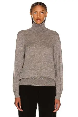 THE ROW Lambeth Cashmere Turtleneck Sweater - Medium Grey