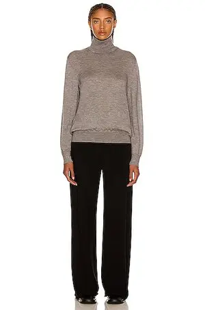 THE ROW Lambeth Cashmere Turtleneck Sweater - Medium Grey