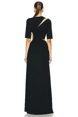 SID NEIGUM Gathered Slit Maxi Dress - Black