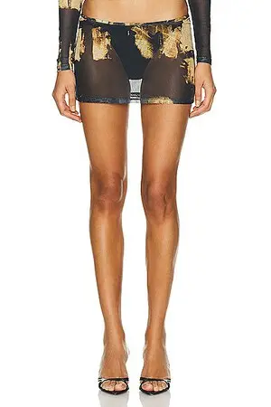 Miaou Elektra Printed Mini Skirt - Treading Brown