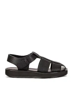THE ROW Fisherman Leather Sandals - Black
