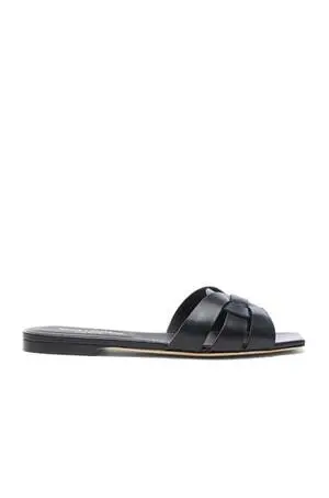 Saint Laurent Tribute Flat Sandals - Black