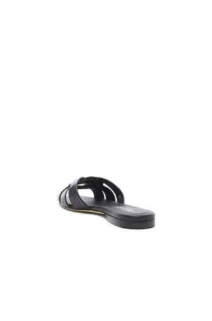 Saint Laurent Tribute Flat Sandals - Black