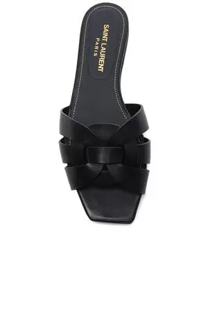 Saint Laurent Tribute Flat Sandals - Black
