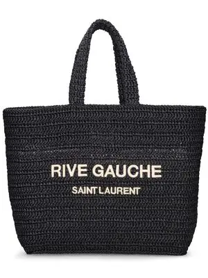 Saint Laurent SAINT LAURENT Rive Gauche Raffia Tote Bag - Black