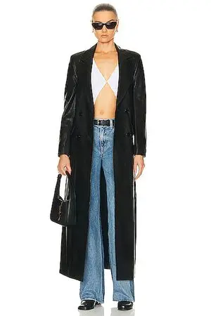 Nour Hammour Misha Long Leather Coat