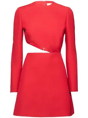 Valentino Garavani Crepe Couture Side Cut Out Mini Dress - Red