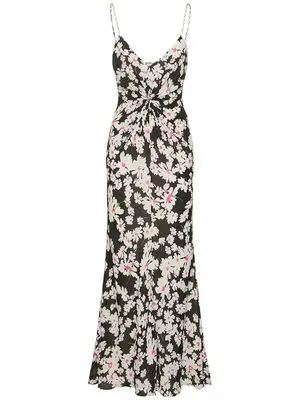 MSGM Printed Viscose Long Dress - Black,multi