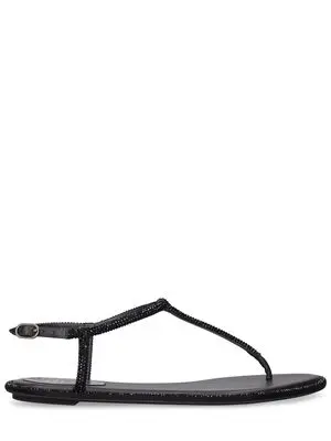 Rene Caovilla RENÉ CAOVILLA 10mm Embellished Satin Thong Sandals - Black