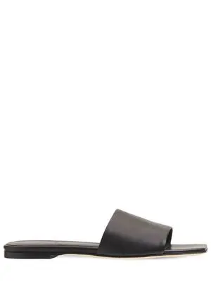 AeydĒ 10mm Anna Leather Slide Flats - Black
