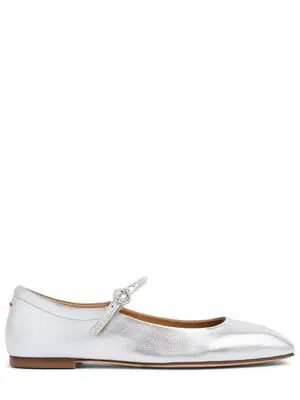 AeydĒ Aeyde 10mm Uma Laminated Leather Ballerina - Silver