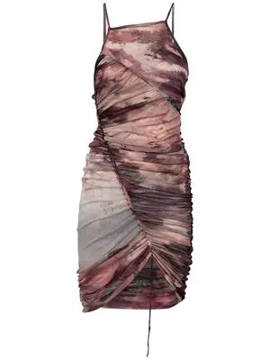 Balmain BALMAIN Gathered Printed Mini Dress - Multicolor