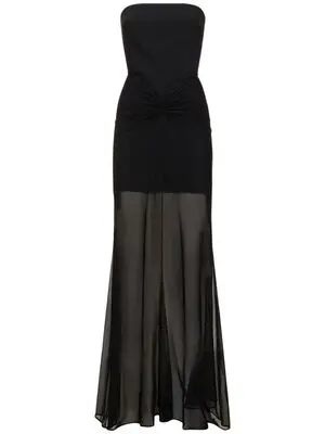 David Koma DAVID KOMA Cady & Mesh Strapless Gown - Black