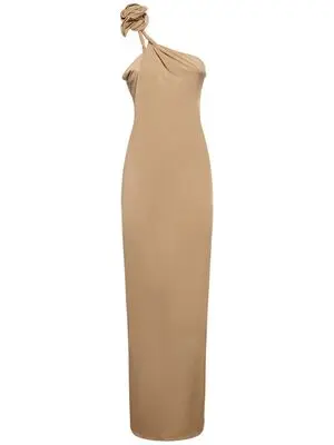 Magda Butrym MAGDA BUTRYM Jersey One Shoulder Long Dress - Beige