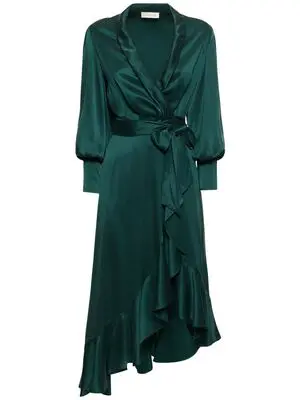 Zimmermann ZIMMERMANN Silk Midi Wrap Dress - Green