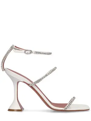 Amina Muaddi 95mm Gilda Leather Sandals - White