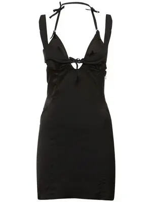 Jacquemus JACQUEMUS La Robe Ciceri Viscose Satin Mini Dress - Black