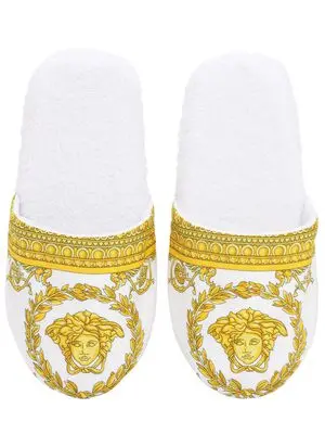 Versace VERSACE Barocco & Robe Slippers - White,gold