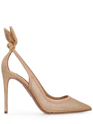 AQUAZZURA 100mm Bow Tie Mesh Pumps - Nude