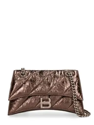 Balenciaga BALENCIAGA Small Crush Chain Quilted Leather Shoulder Bag - Dark Bronze