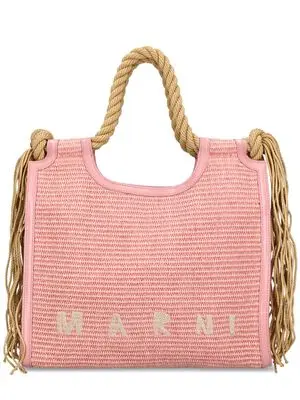 Marni MARNI Woven Cotton Blend Tote Bag - Light Pink