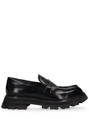 Alexander McQueen MCQUEEN 45mm Wander Brushed Leather Loafers - Black