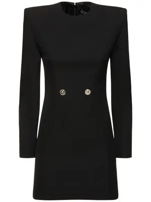 Versace VERSACE Wool Grain De Poudre Mini Dress - Black