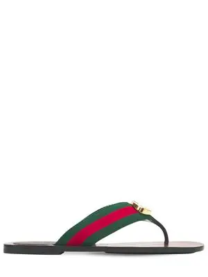 Gucci 10mm Gg Web Thong Sandals - Red,green