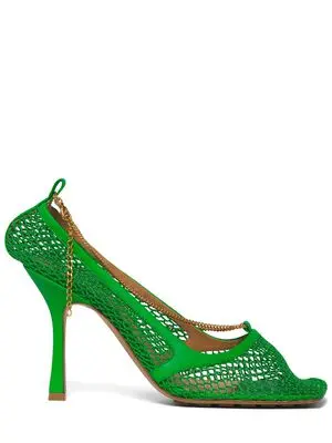 Bottega Veneta 90mm Stretch Mesh & Leather Pumps - Parakeet