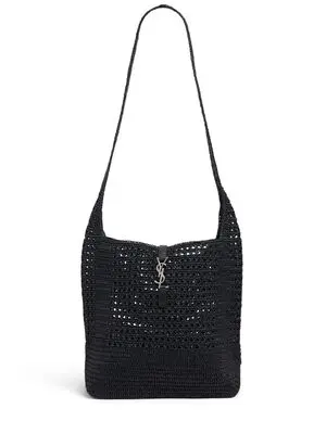 Saint Laurent Le 5 À 7 Medium Raffia Crossbody Bag - Black