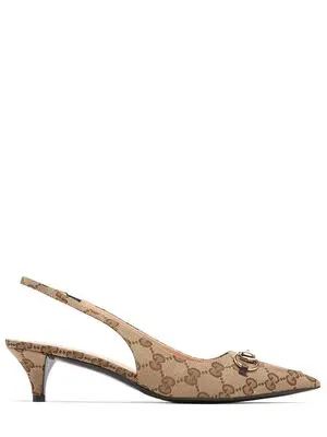 Gucci 45mm Gg Canvas Slingback Pumps - Ebony