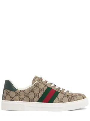Gucci 30mm Gucci Ace Canvas Trainer Sneakers - Ebony,green