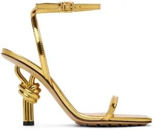 Bottega Veneta Gold Knot Heeled Sandals