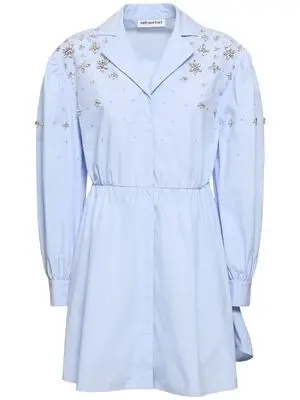 SELF-PORTRAIT SELF-PORTRAIT Embellished Mini Dress - Light Blue