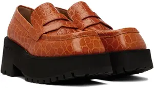 Marni Orange Croc-embossed Platform Loafers