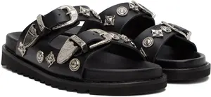 Toga Black Buckle Sandals
