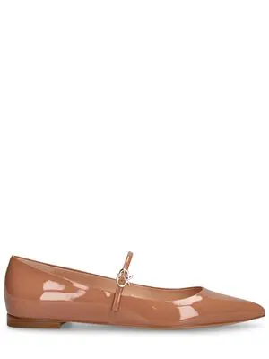 GIANVITO ROSSI GIANVITO ROSSI 5mm Ribbon Patent Leather Mary Jane Flats - Nude